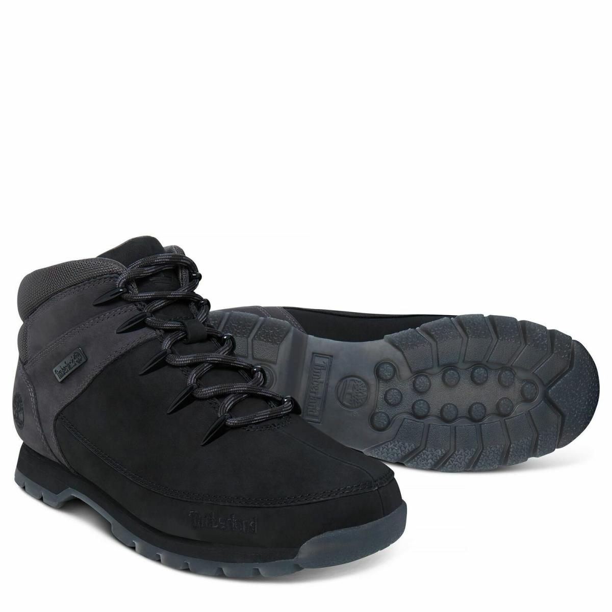 Timberland Mens Euro Sprint Nubuck Leather Black Hiker Boots Shoe A1KAC All Size SporTipTop